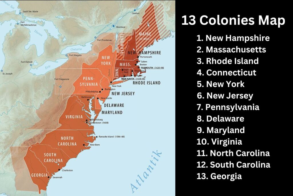 13 Colonies Map - Have Fun With History